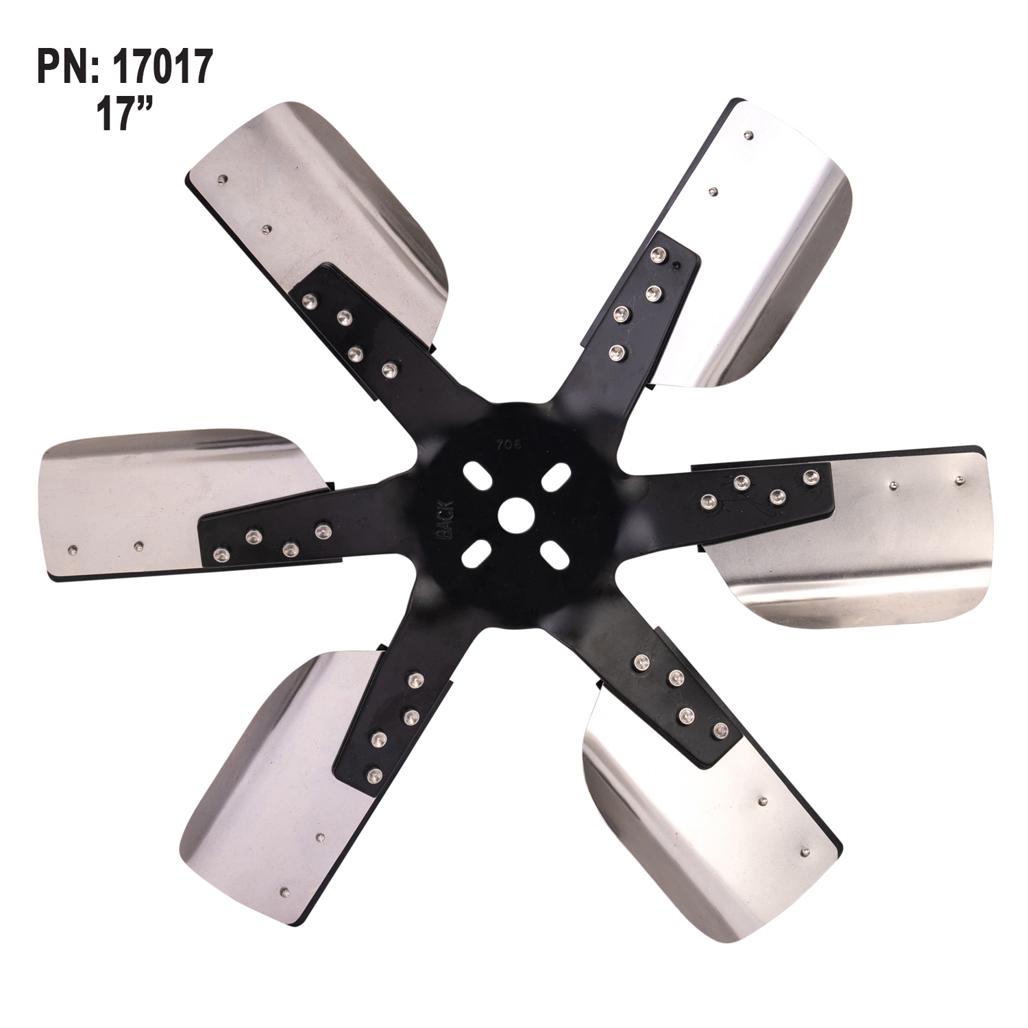 17″ Heavy Duty Stainless Steel Standard Rotation Flex Fan, Black Hub ...
