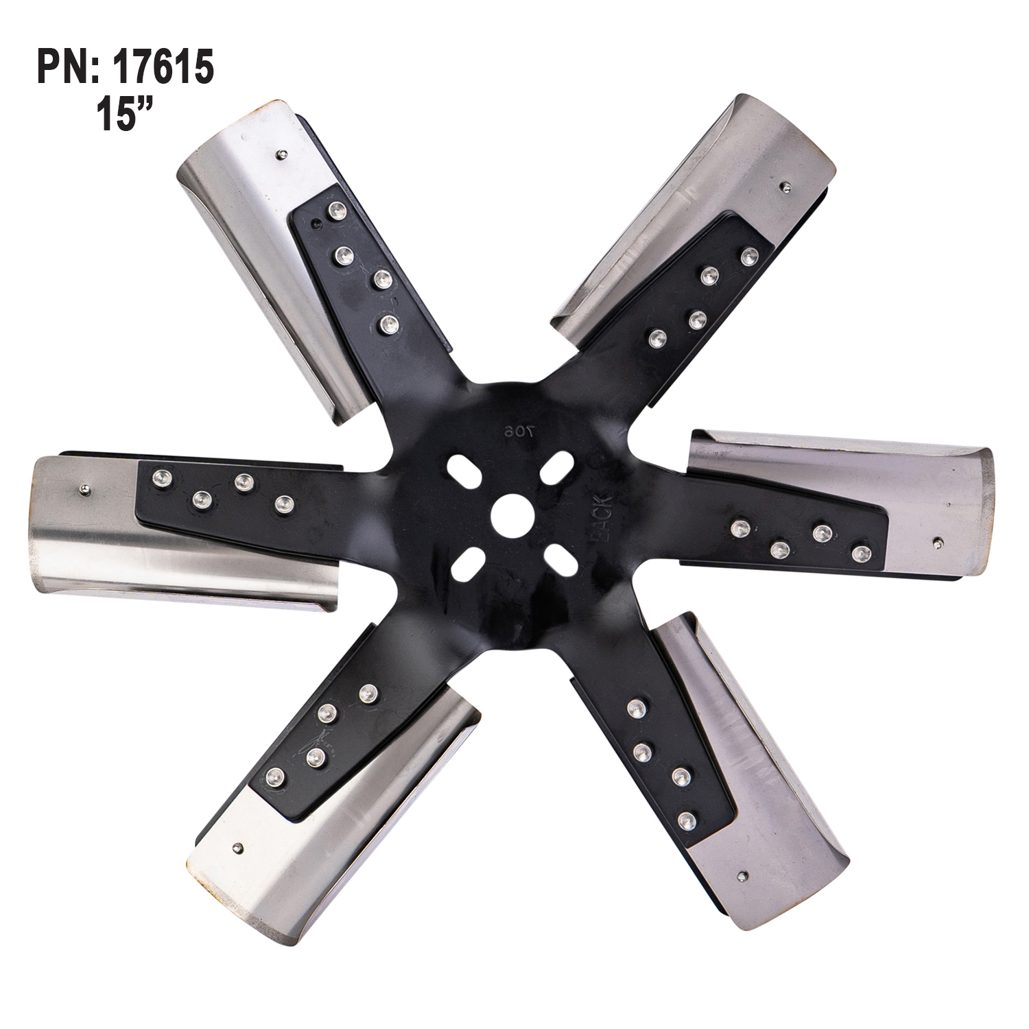 15” Heavy Duty Stainless Steel Reverse Rotation Flex Fan, Black Hub ...